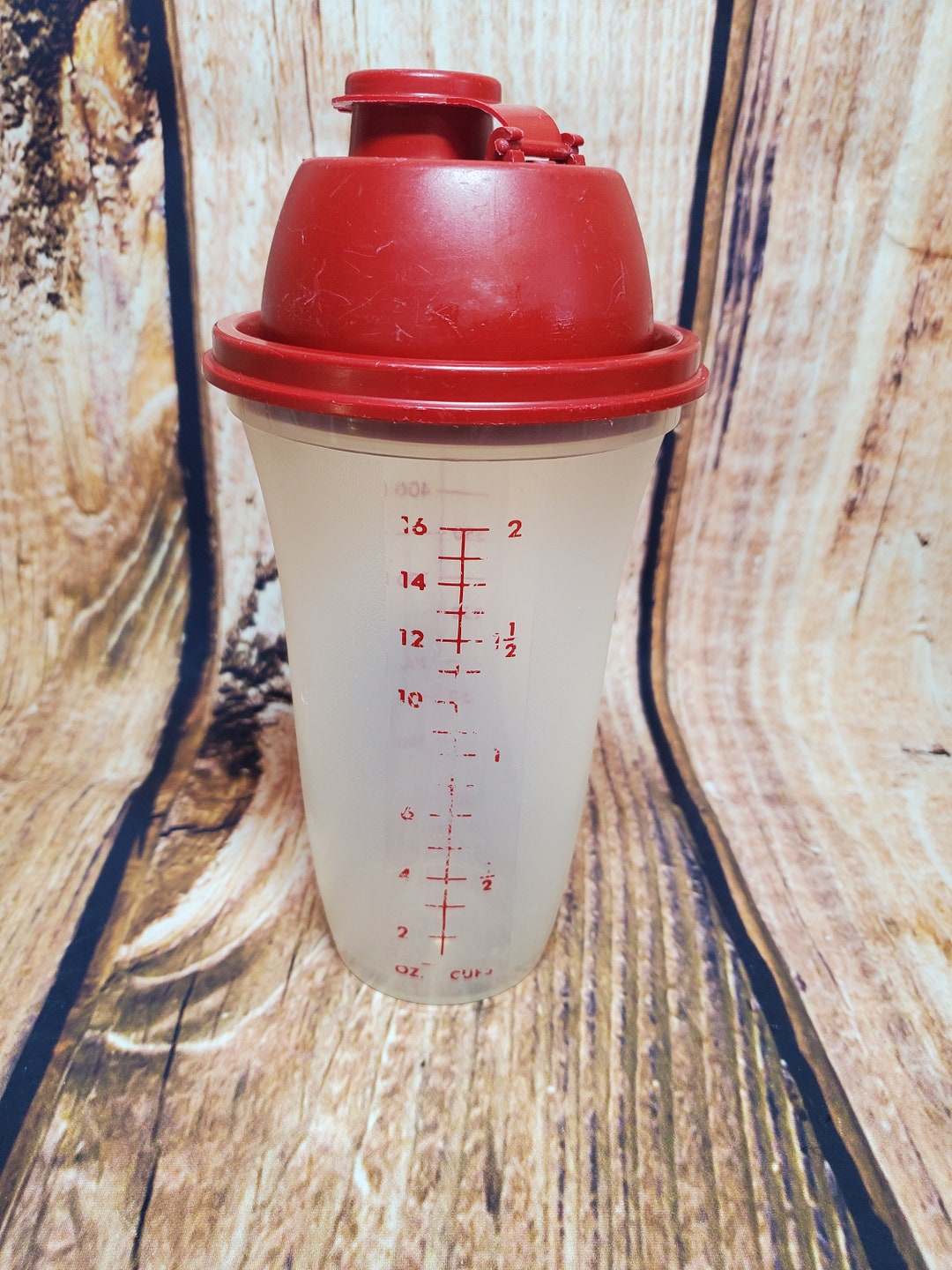 Vintage Tupperware Quick Shake Container 844 Sheer With Red Seal, Cap ...