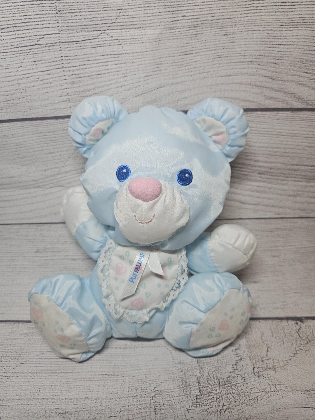 Vintage 1994 Fisher Price Puffalump Baby Blue Bear Rattle Plush #1214 ...