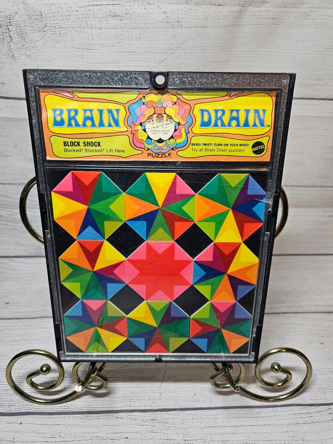 1969 Mattel Brain Drain Block Shock Psychedelic Puzzle Brain Teaser ...