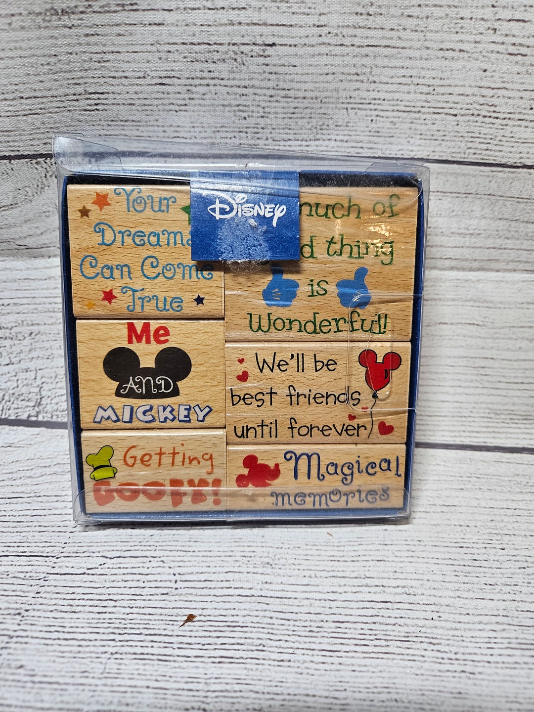 DISNEY Stamp Phrases #48443 Mickey Sentiments - Set of 6 - Wood Mounted ...