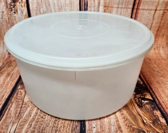 Vintage TUPPERWARE Large Round Container 256 Carry All Cake Taker W ...
