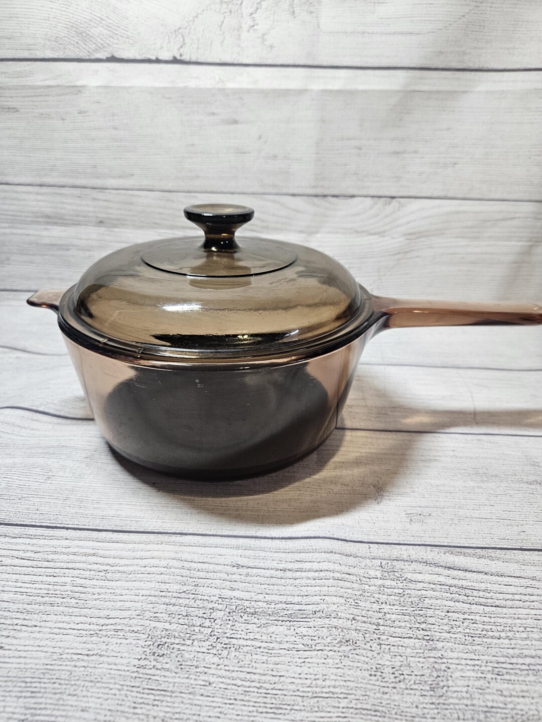 Pyrex Corning Vision Ware Glass Saucepan With Lid Amber Colored 8.25 2. ...