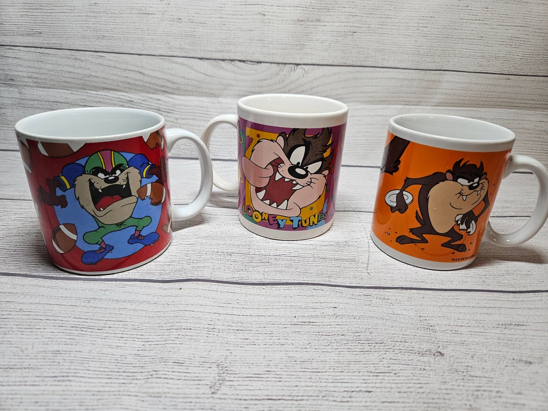 Vintage Looney Tunes TAZ Mugs Set of 3 1990s Football Taz Warner ...