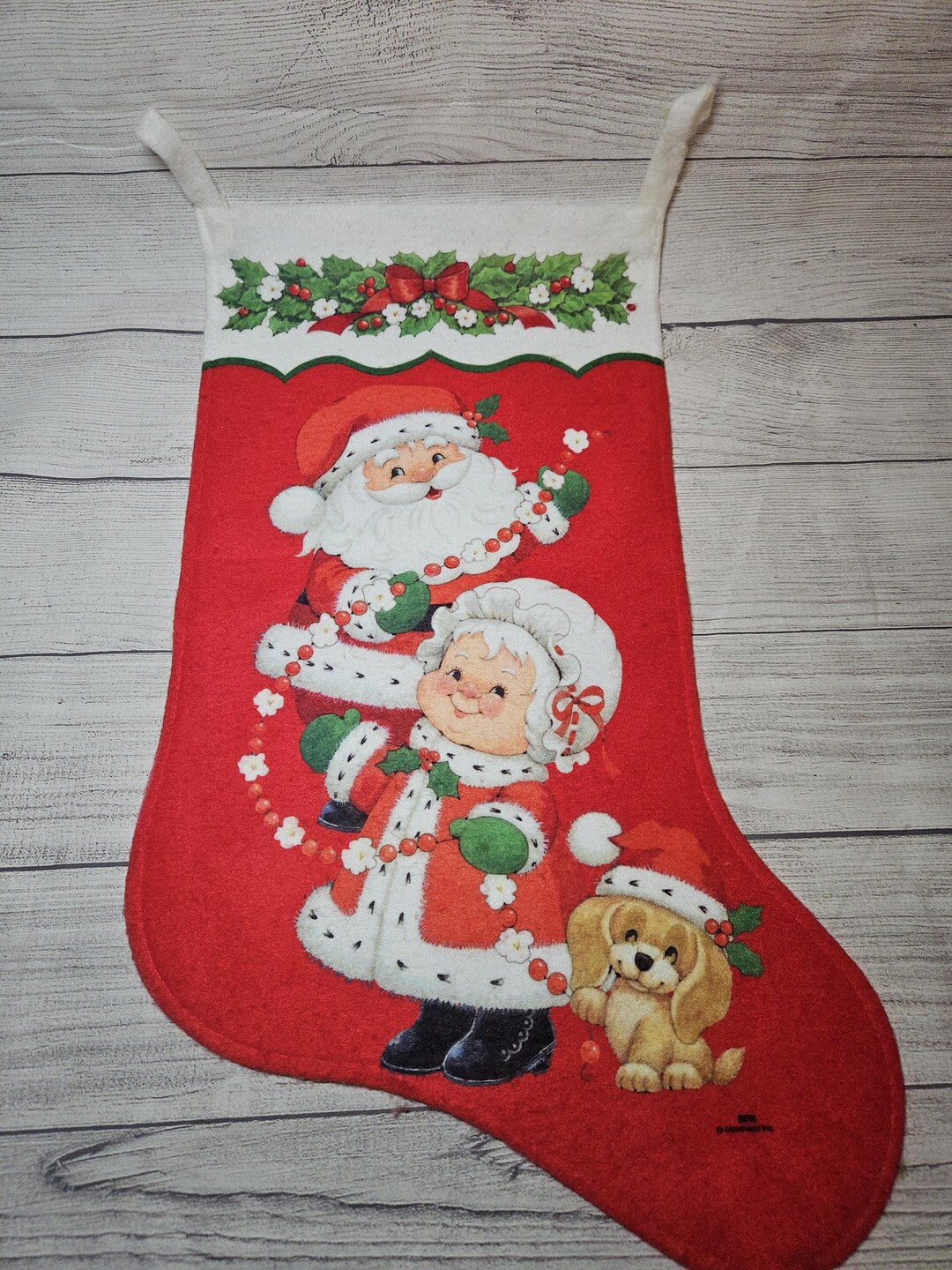 Vintage Morehead Inc EXTRA LARGE Felt Christmas Stocking - Santa & Mrs ...