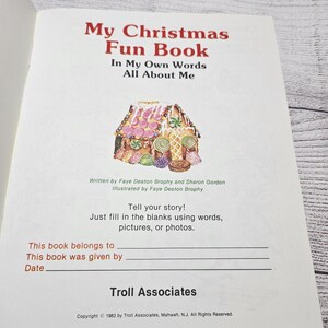 My Christmas Fun Book: in My Own Words All About Me Paperback 1983 ...