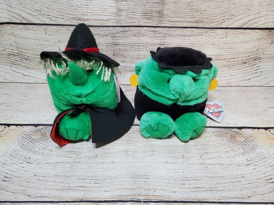 Halloween Puffkins Pair Witch Hazel and Stitch Frankenstein - Etsy