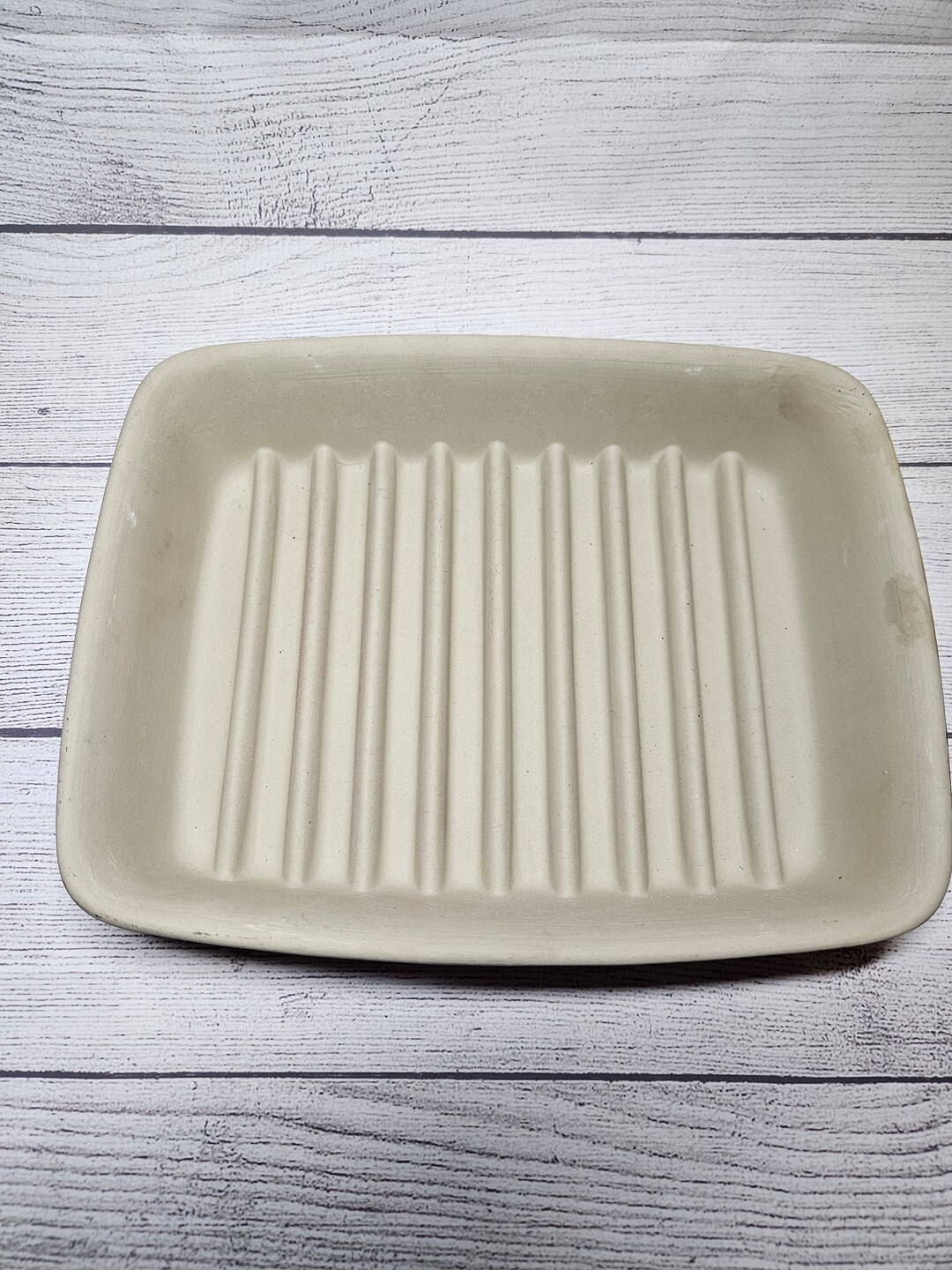 Pampered Chef Ridged Baker Stoneware Pan Bacon #2204 -10.5 X 8.25 X 2.5 ...