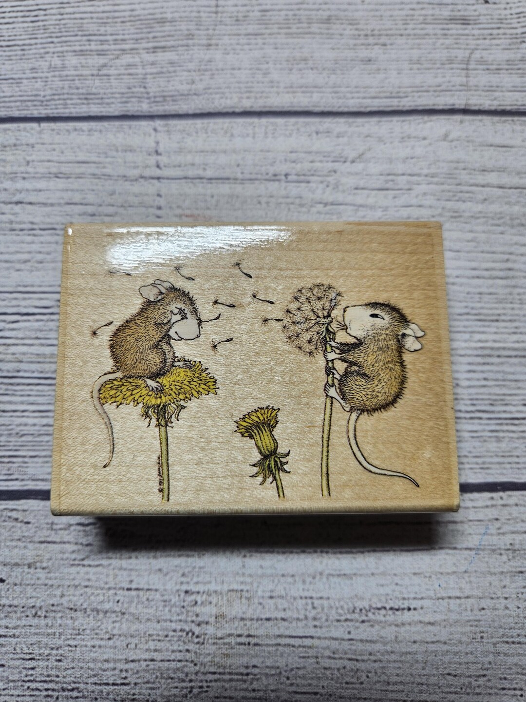 Vintage House Mouse blowing Dandelions Wooden Rubber Stamp 1989/2003 ...