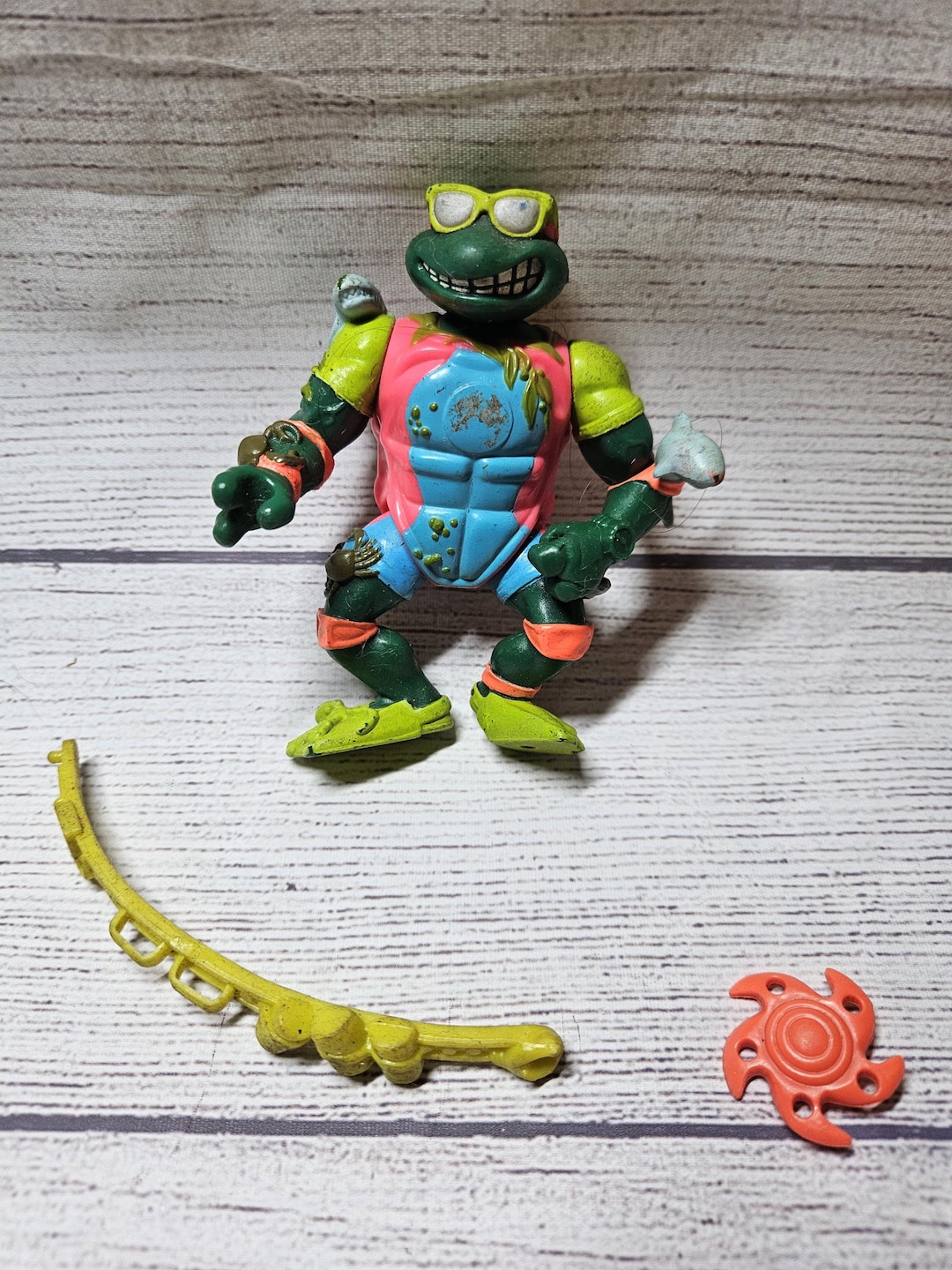 Vtg TMNT 1990 Surfing Michelangelo Figure Teenage Mutant Ninja Turtles ...