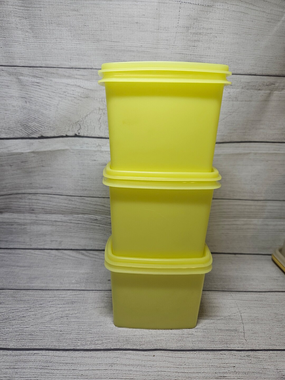 Vintage Tupperware Shelf Saver Containers 1243 Lot of 3 Yellow With ...
