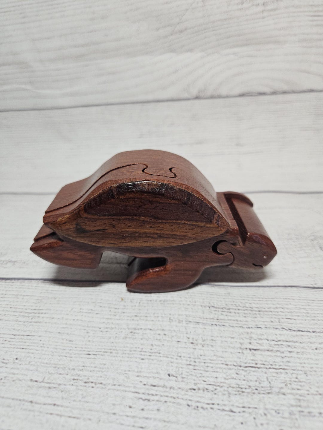 Vtg Handcrafted Wooden Sea Turtle Puzzle Box Interlocking Pieces ...