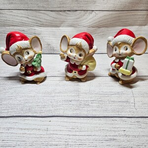 Vintage Homco HOME INTERIORS Christmas Mice Set of 3 5405 Mice Elves ...