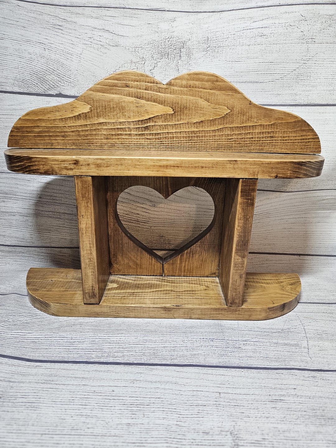 Vtg Solid Wood Heart Cut Out Wall Decor Shelf Handmade - 15" X 11" - Etsy
