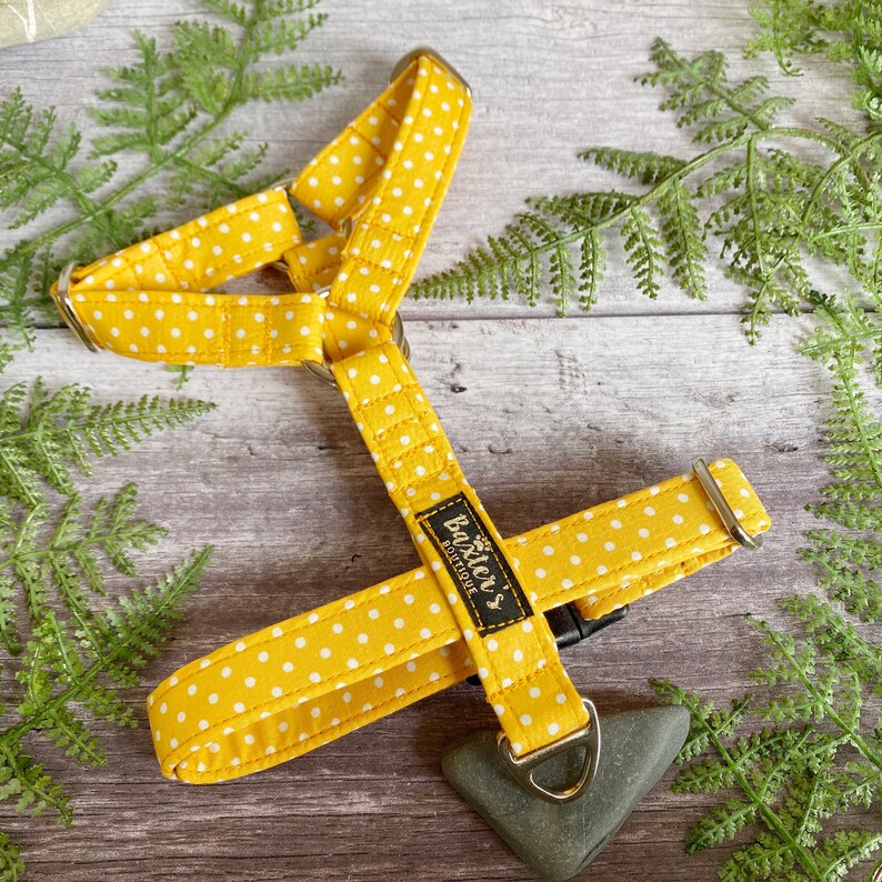 Dog Harness Lemon Yellow Polka Dot Dog Harness Handmade - Etsy