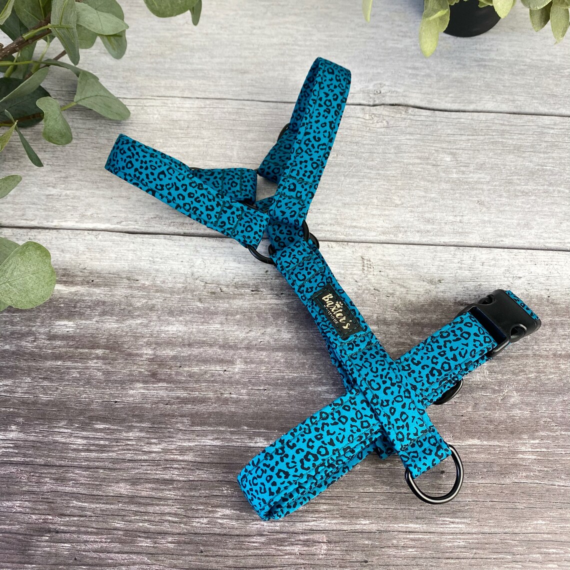Dog Harness Teal Leopard Print Dog Harness Handmade Dog - Etsy
