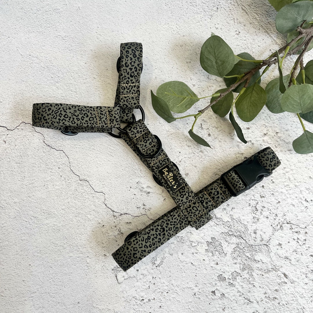 Dog Harness | Khaki Leopard Print Dog Harness | Handmade Dog Harness ...