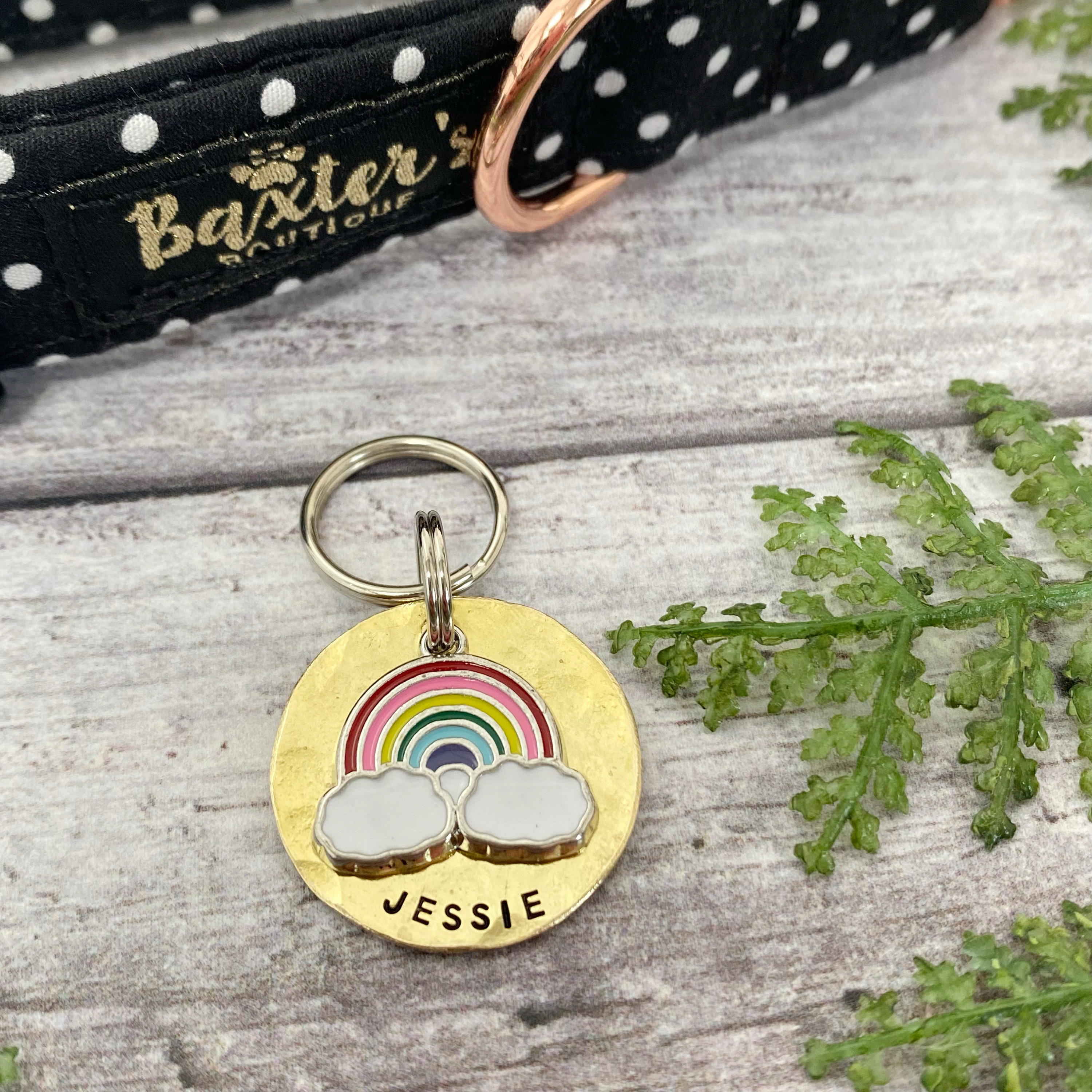Dog ID Tag Rainbow Dog Tag Brass Dog ID Tag Puppy Tag - Etsy UK