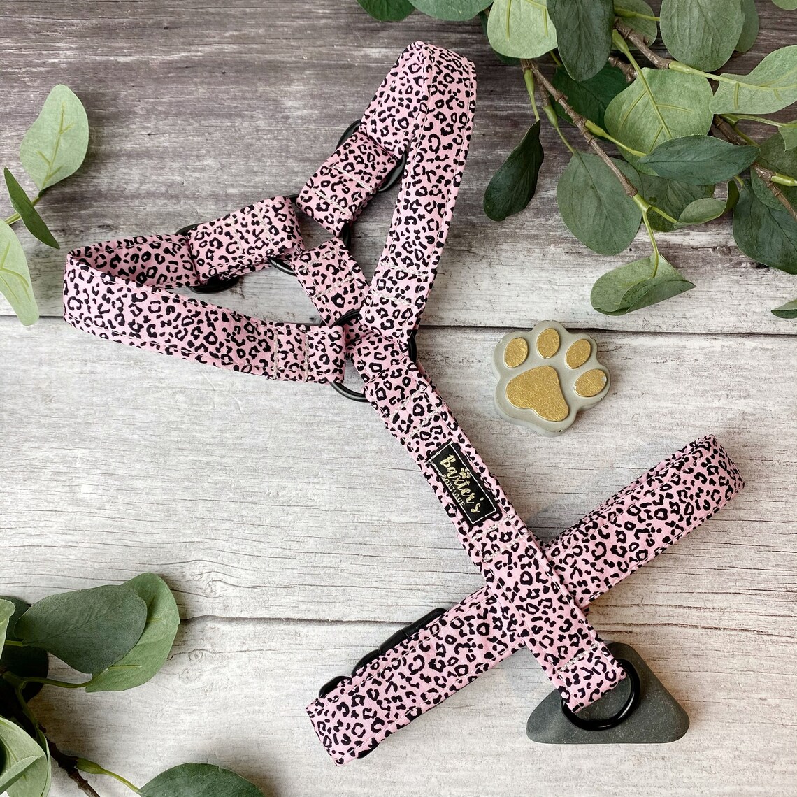Dog Harness Pink Leopard Print Dog Harness Handmade Dog - Etsy