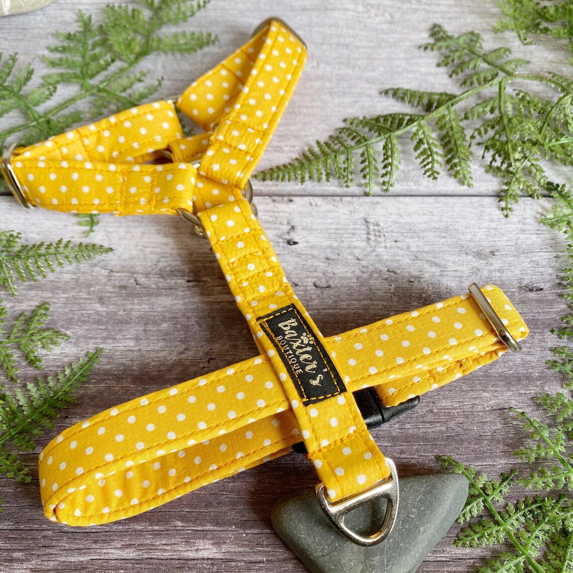 Dog Harness Lemon Yellow Polka Dot Dog Harness Handmade | Etsy