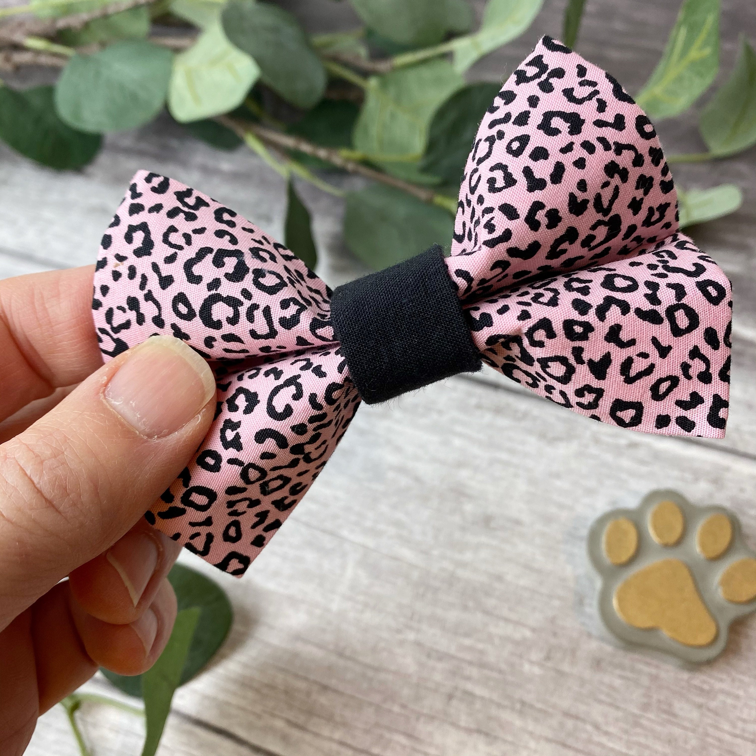Dog Bow Tie Pink Leopard Print Bow Tie for Dogs Leopard - Etsy
