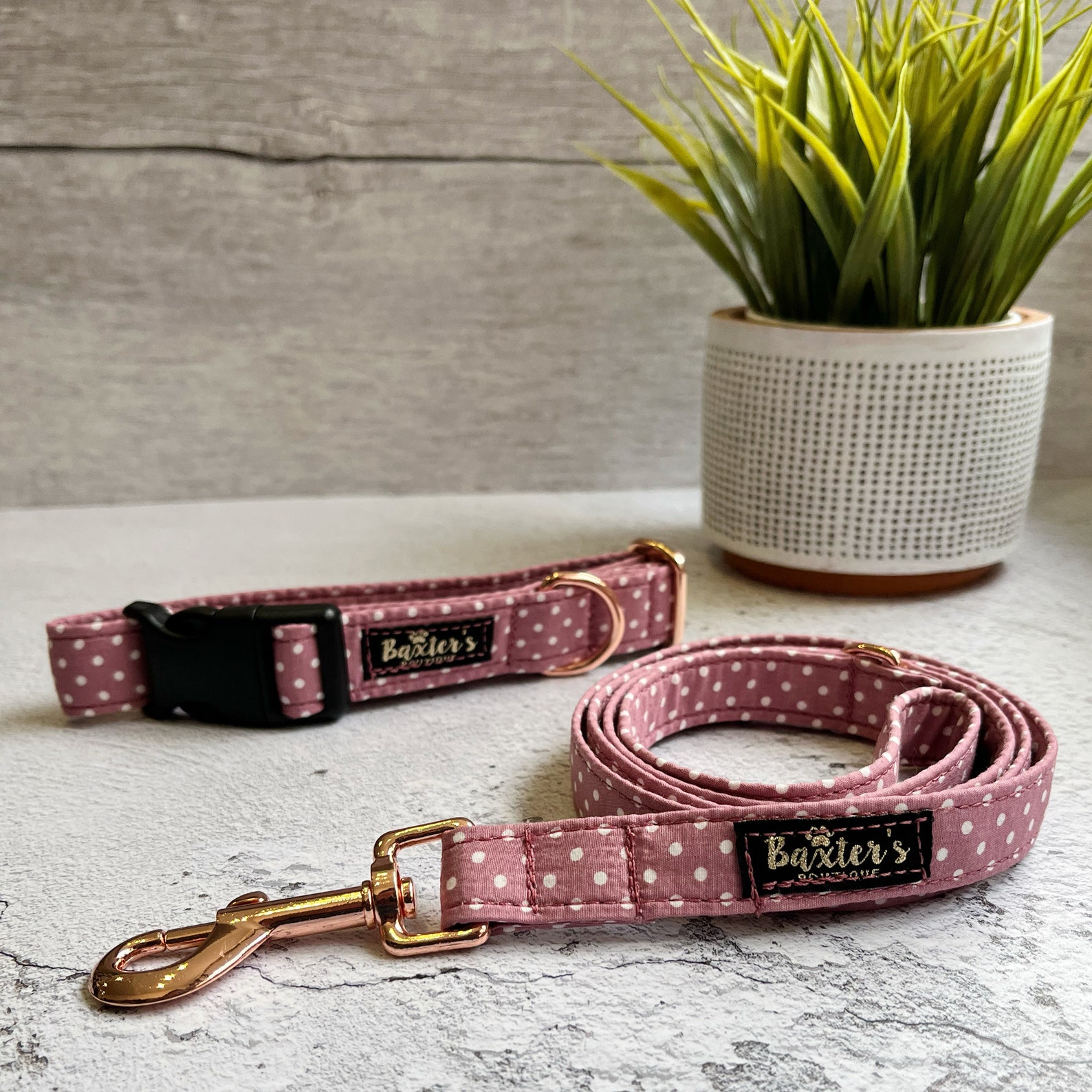 Dog Lead Dusky Pink Polka Dot Dog Lead Handmade Dog Lead Pink Dog Lead ...