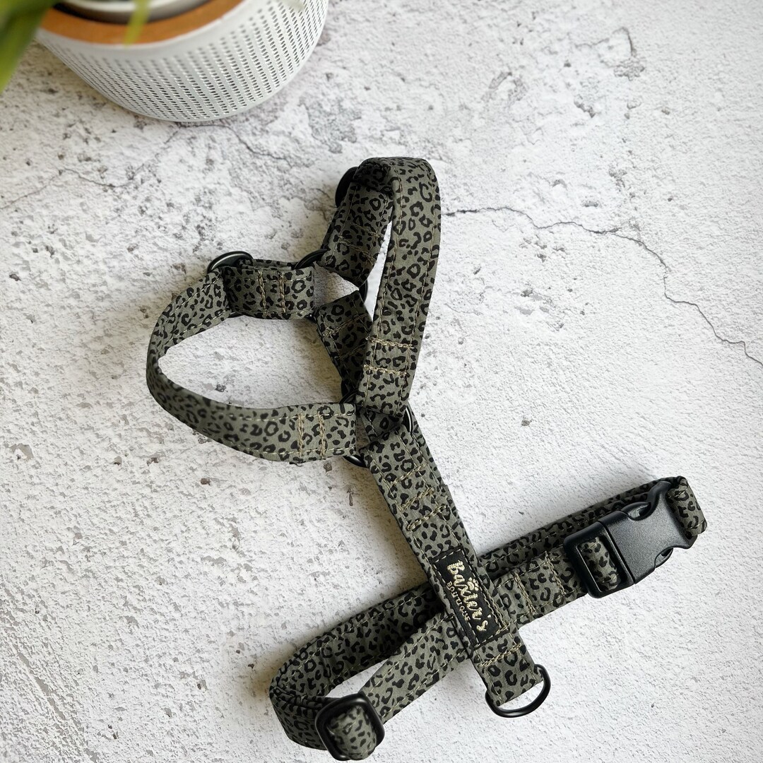 Dog Harness Khaki Leopard Print Dog Harness Handmade Dog Harness Strap ...
