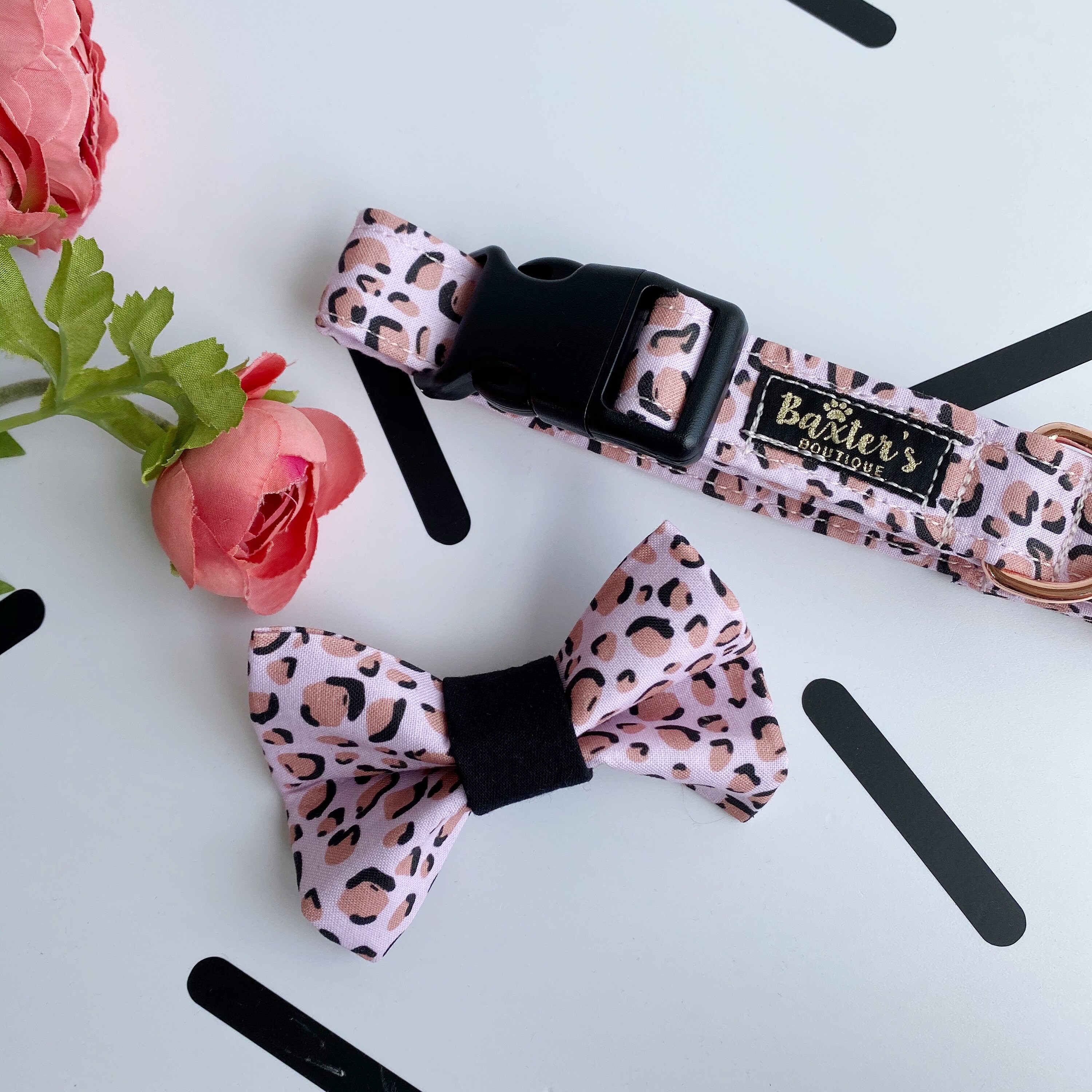 Dog Bow Tie Pink Leopard Print Bow Tie For Dogs Leopard | Etsy