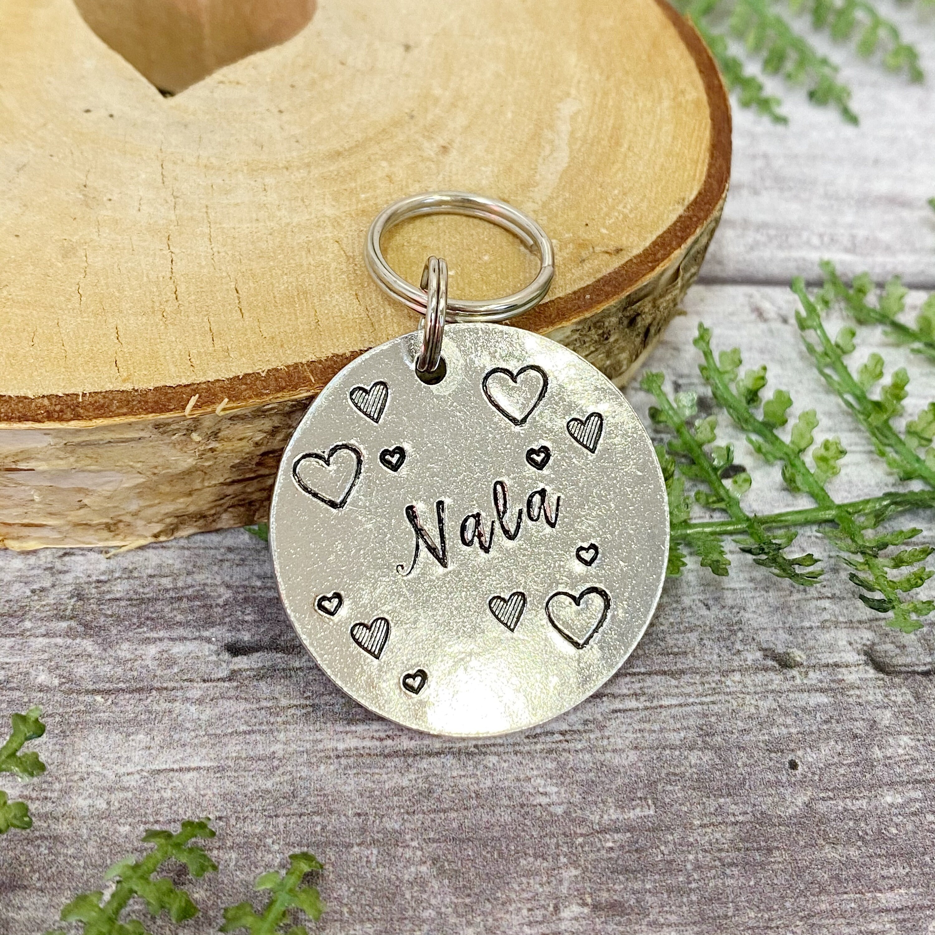 Dog Tag Hearts Single Disc Dog Tag Heart Dog ID Tag Pet | Etsy