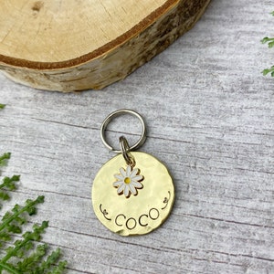 Dog Tag | Daisy Dog Tag | Pet Tag for Puppies, Cats and Dogs | White ...