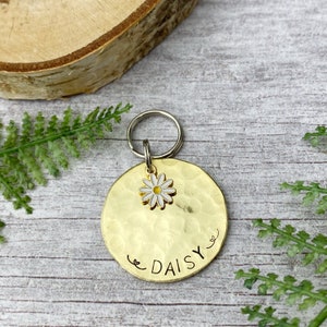 Dog Tag | Daisy Dog Tag | Pet Tag for Puppies, Cats and Dogs | White ...