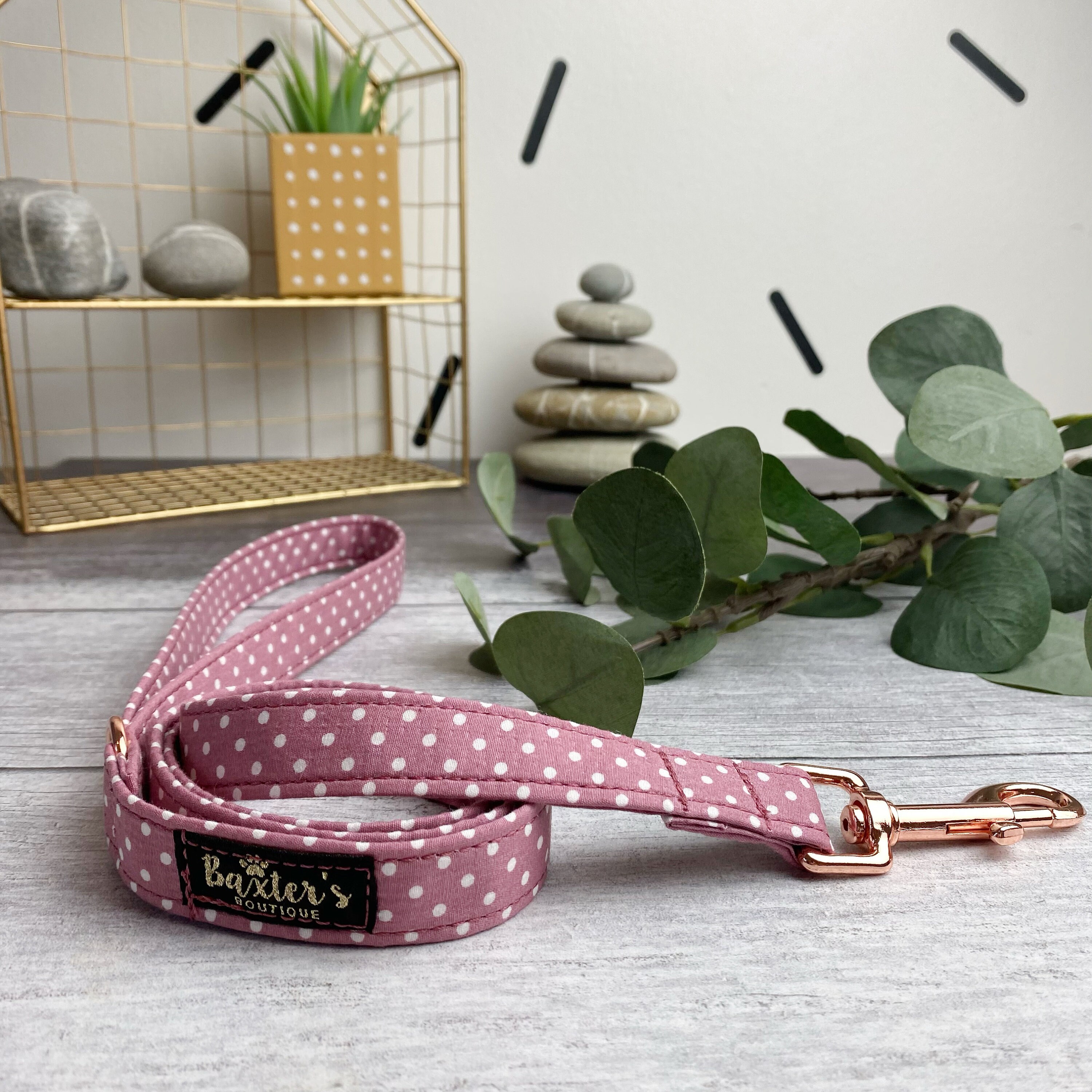 Dog Lead Dusky Pink Polka Dot Dog Lead Handmade Dog Lead - Etsy