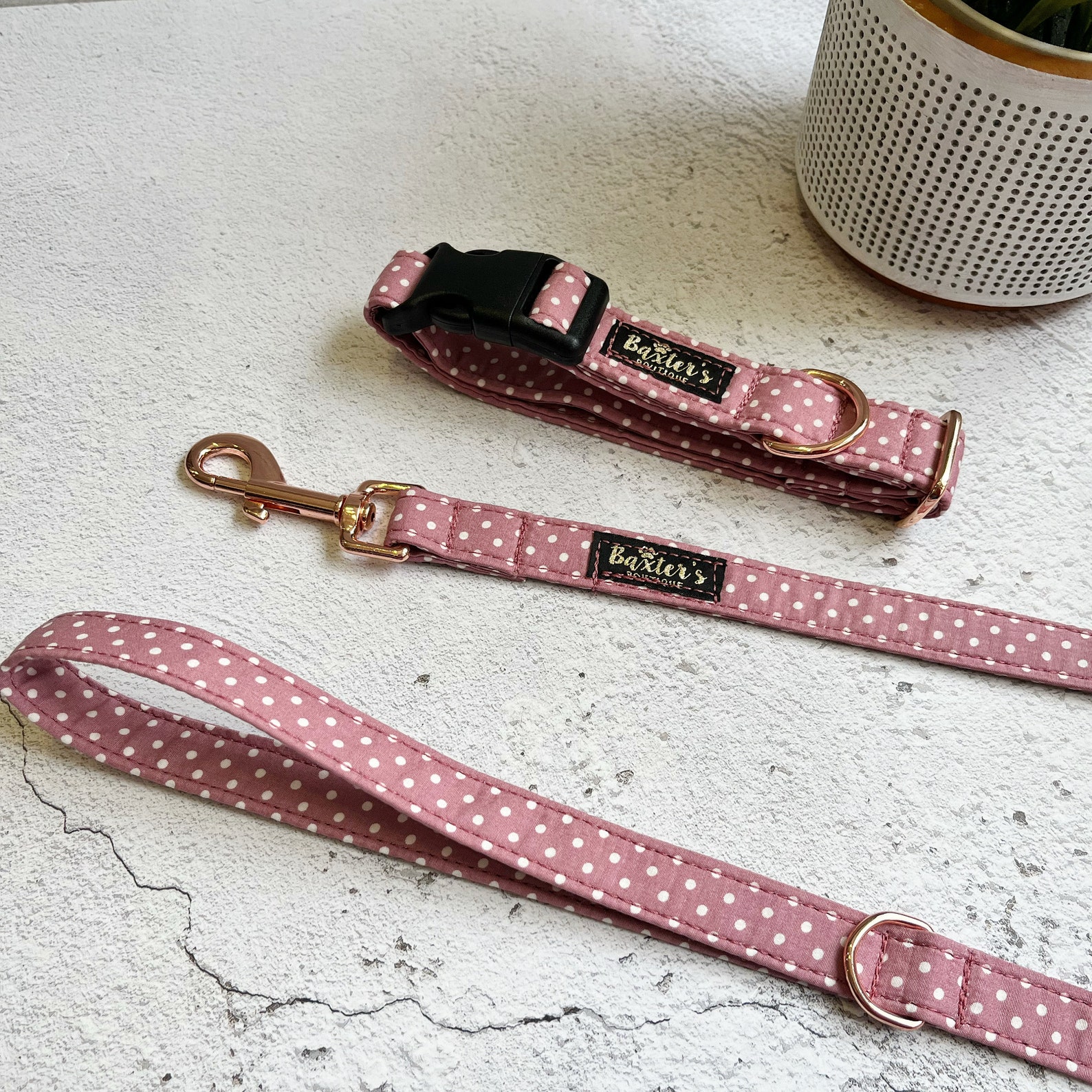 Dog Lead Dusky Pink Polka Dot Dog Lead Handmade Dog Lead Pink Dog Lead ...