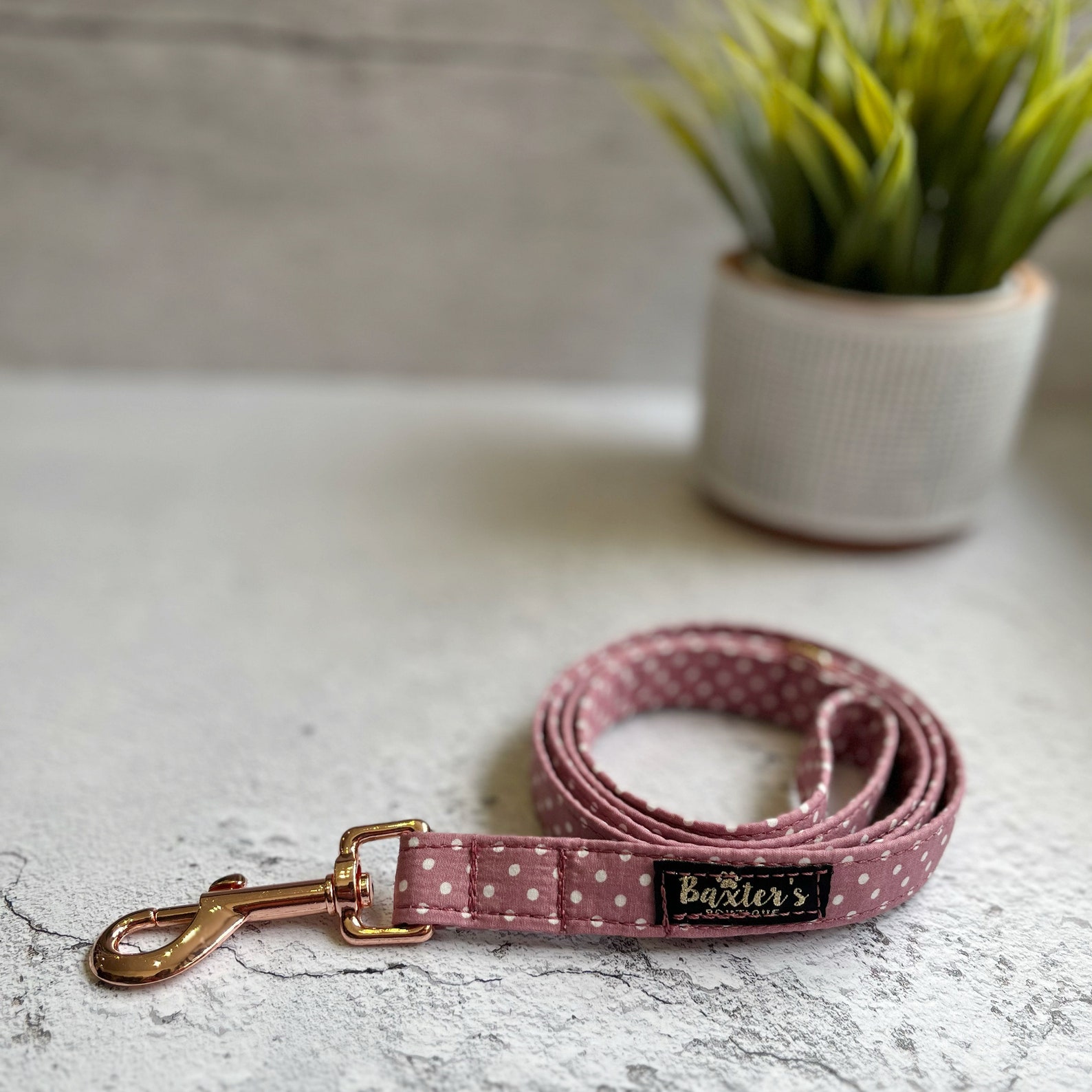 Dog Lead Dusky Pink Polka Dot Dog Lead Handmade Dog Lead Pink Dog Lead ...