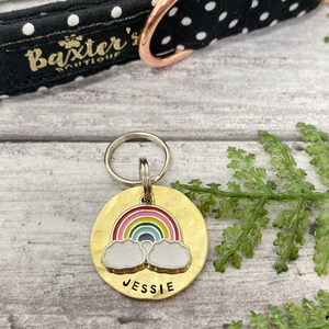 Dog ID Tag | Rainbow Dog Tag | Brass Dog ID Tag | Puppy Tag | Cat Tag ...