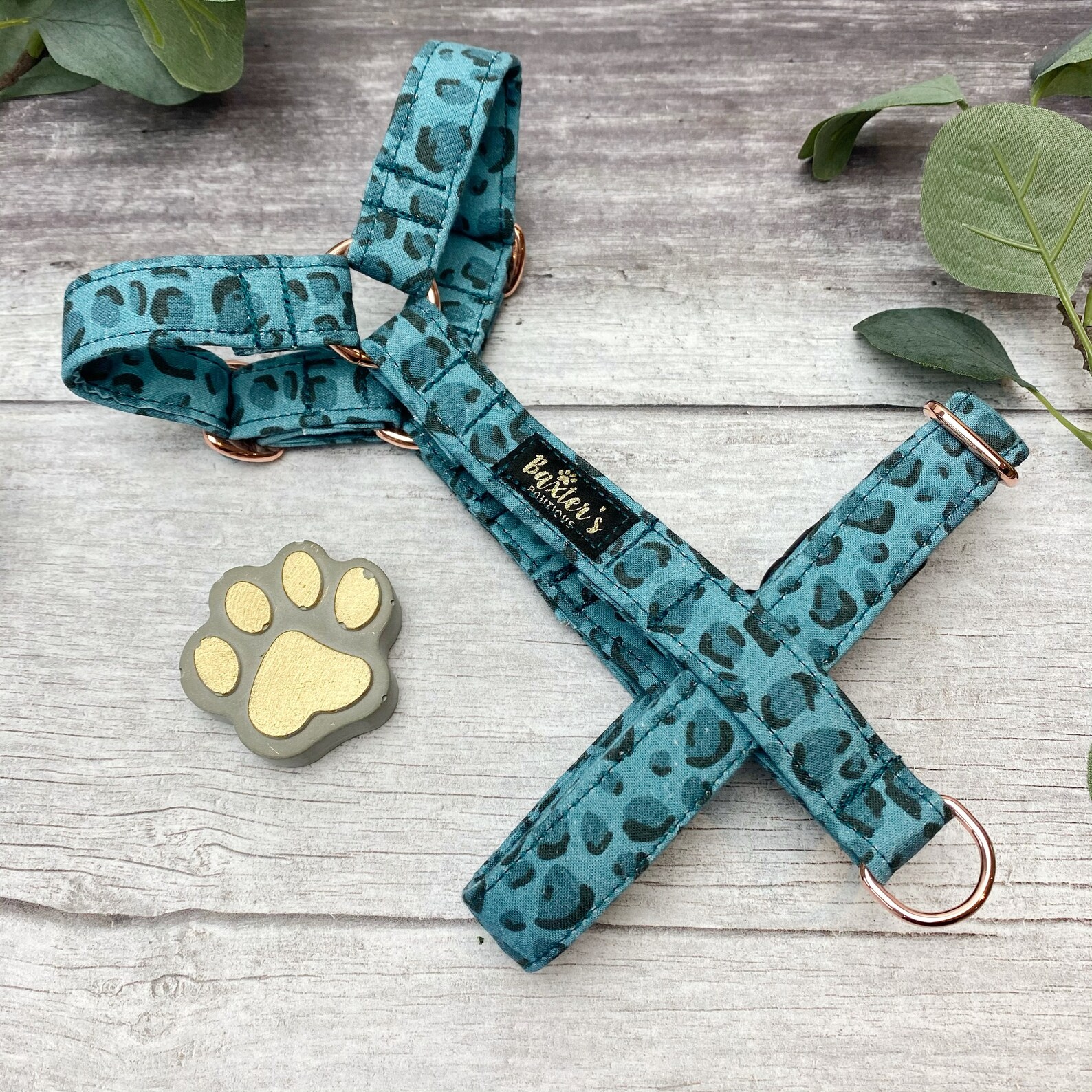 Dog Harness Teal Leopard Print Dog Harness Strap Dog | Etsy