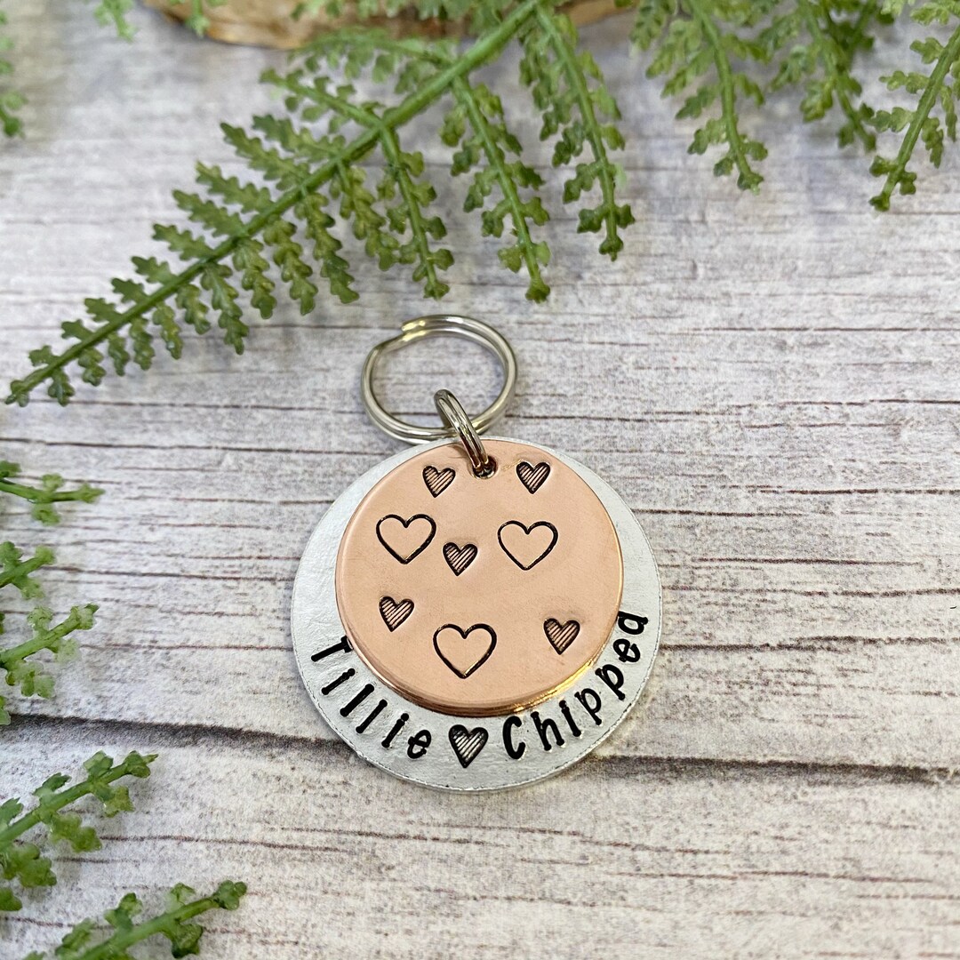 Dog Tag | Cascading Hearts Dog Tag | Personalised Dog ID Tag | Heart ...