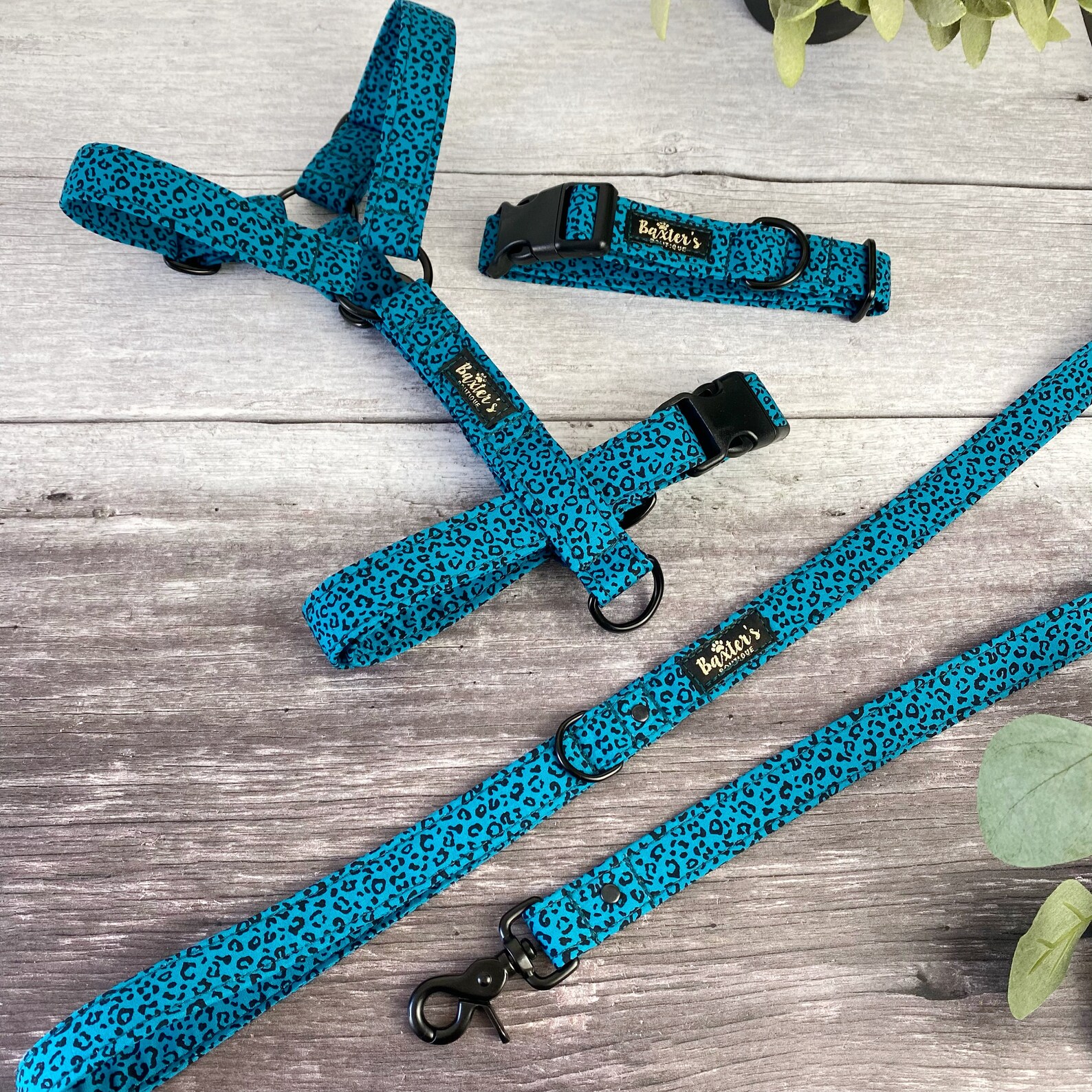 Dog Harness Teal Leopard Print Dog Harness Handmade Dog - Etsy