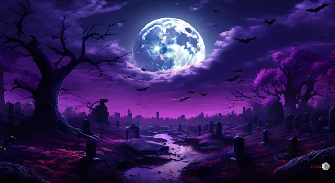 Cemetery Nights 6ft X 3ft Backdrop for Lemax Spooky Town / Dept. 56 ...