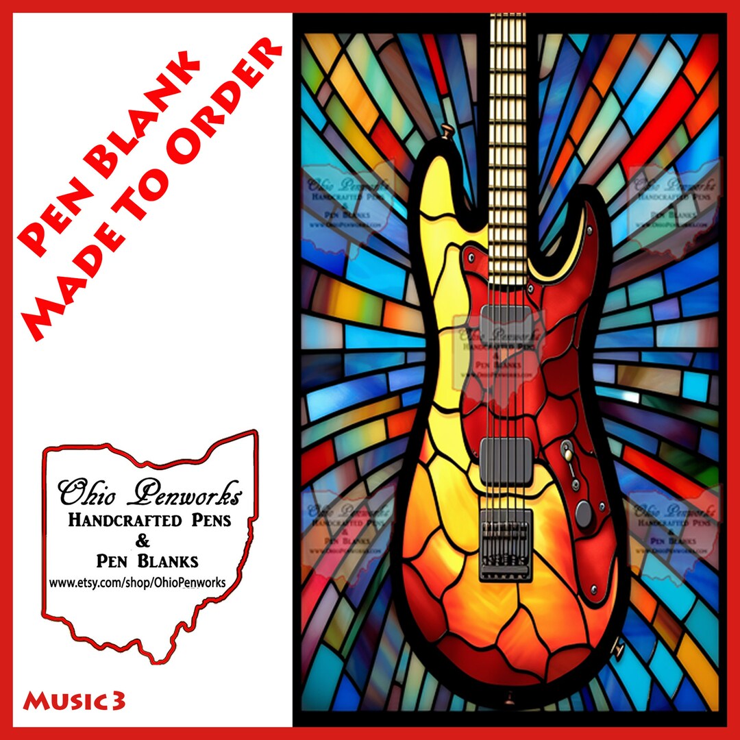 Stained Glass Electric Guitar Alumilite Pen Blank - Etsy