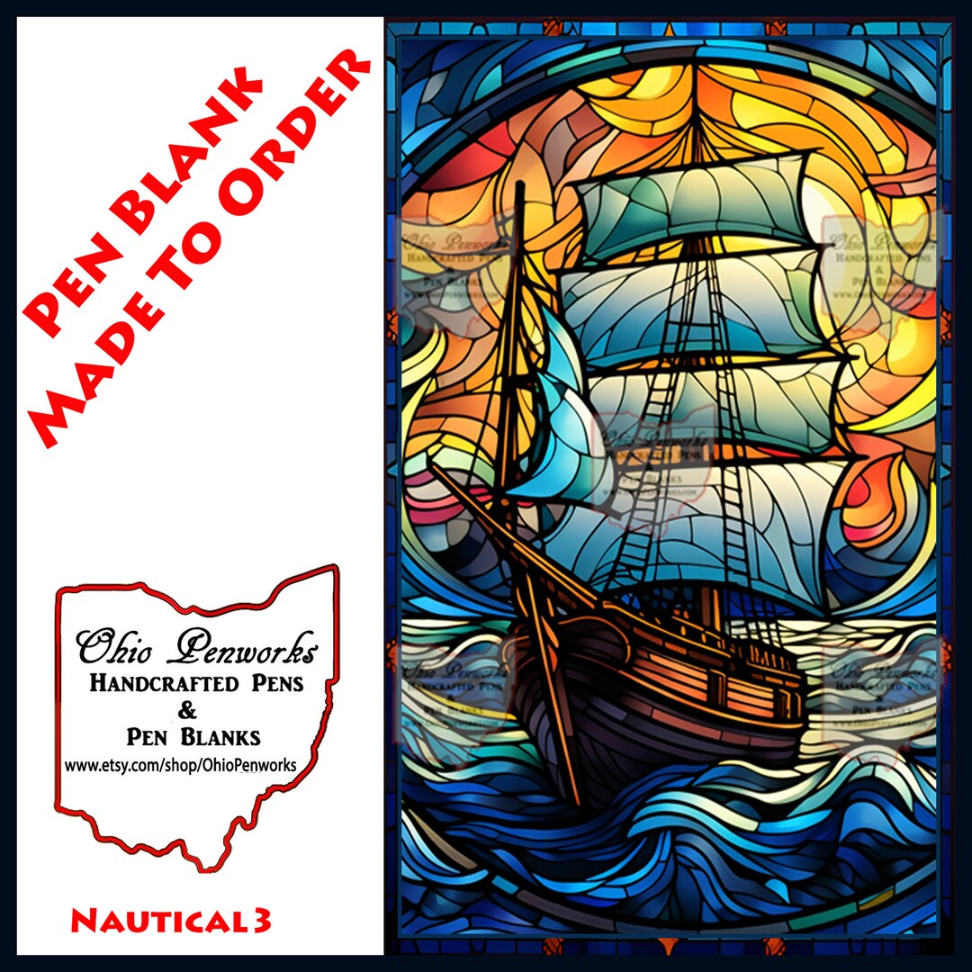 Ship Design Alumilite Pen Blank: Stained Glass Style - Etsy