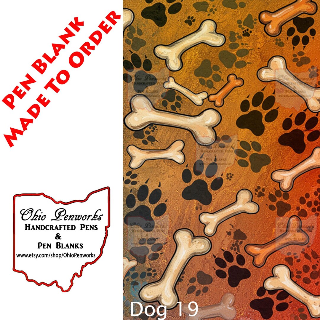 Handcrafted Alumilite Pen Blank With Dog Bones and Paws on Gradient ...