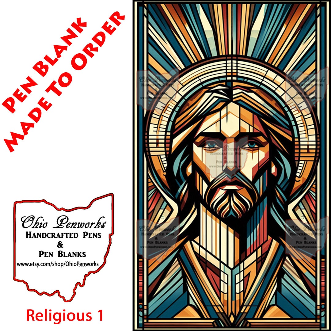 Religious Pen Blank | Art Deco Image of Jesus | Handmade to Order - Etsy