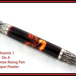 Custom Alumilite Pen Blank | Stained Glass Phoenix Rising Design | Pre ...