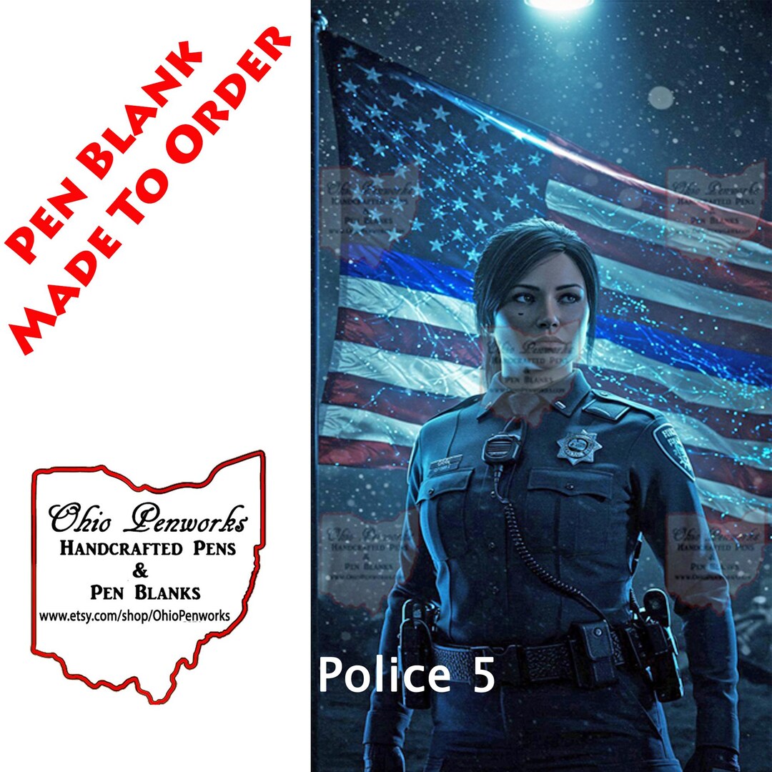 Handcrafted Alumilite Police Officer Pen Blank With Thin Blue Line Flag ...