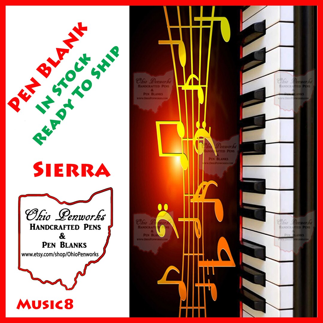 Piano Keyboard Design Alumilite Pen Blank With Pre-squared Ends Make a ...