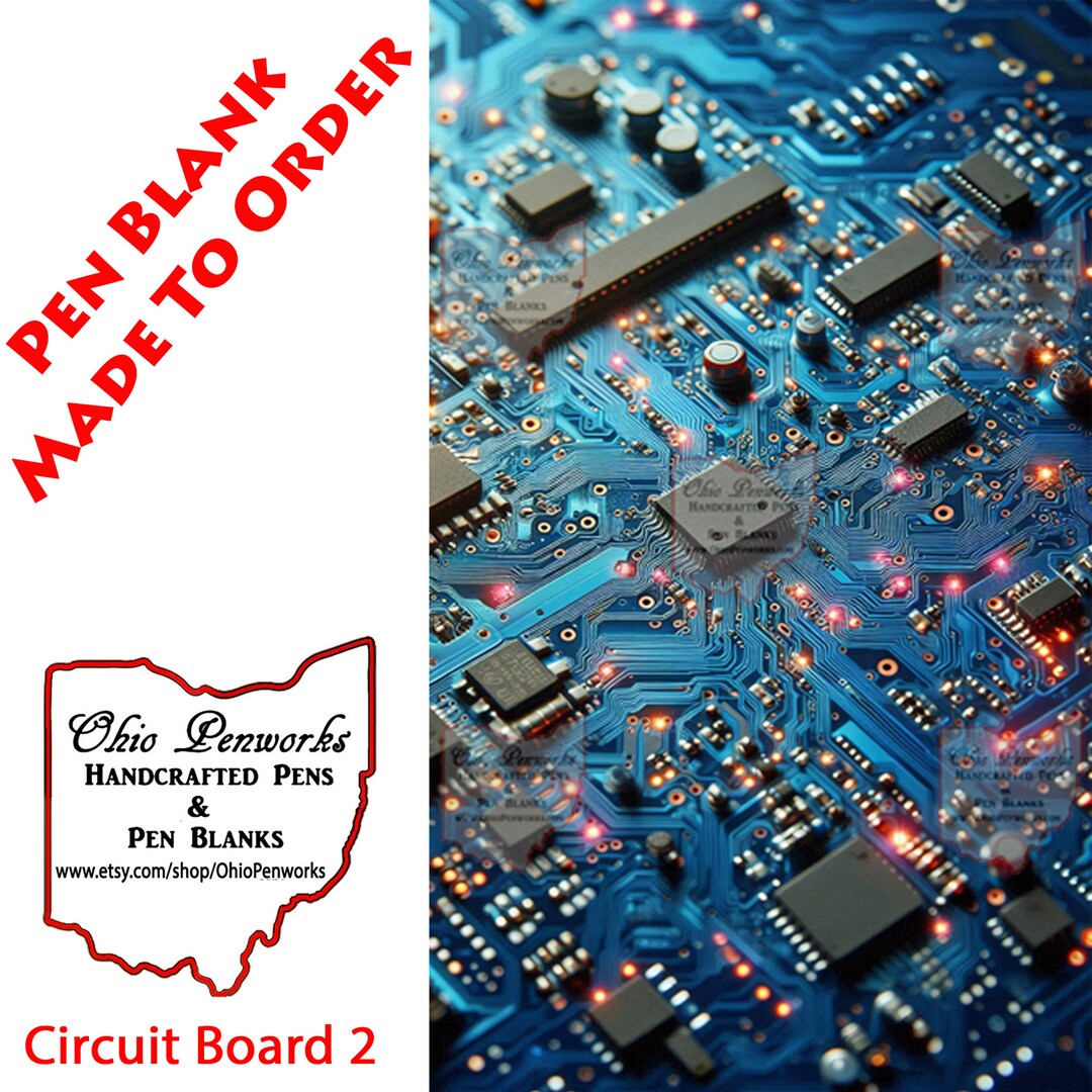 Blue Computer Circuit Board Alumilite Pen Blank | Made to Order for ...