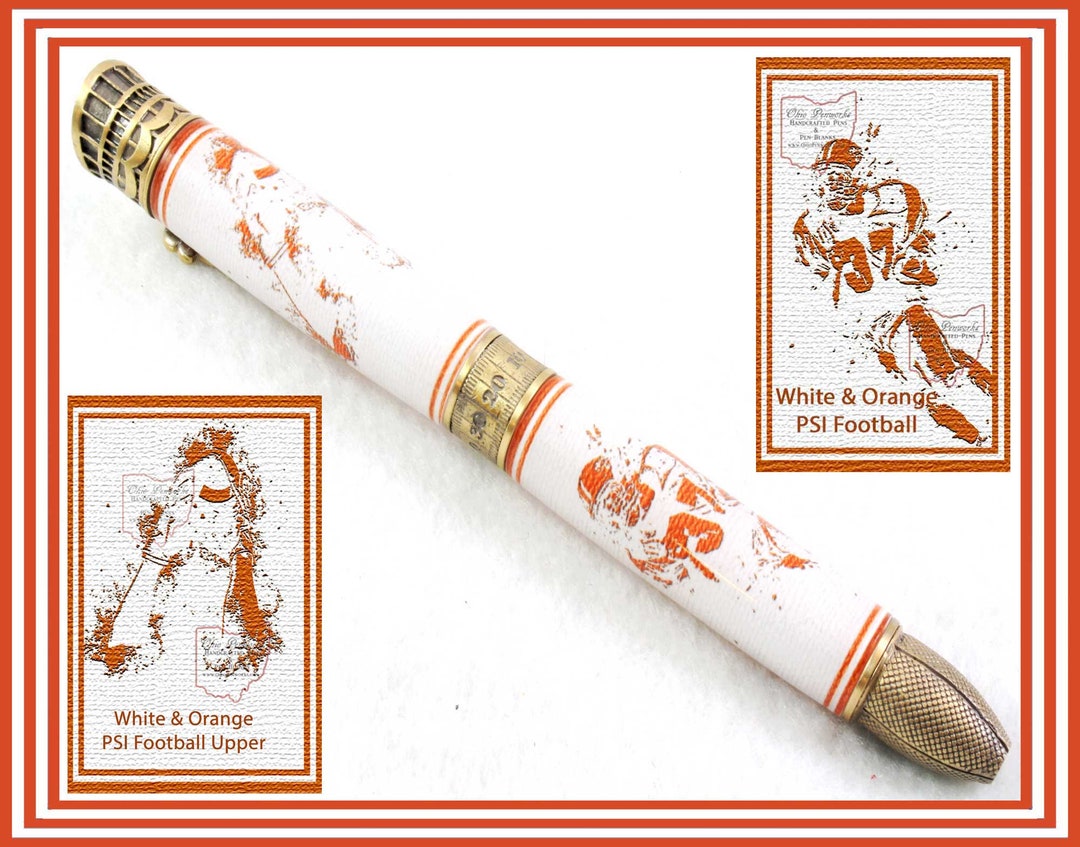 White & Orange Football Pen | Gift for Football Player, Coach or Fan ...
