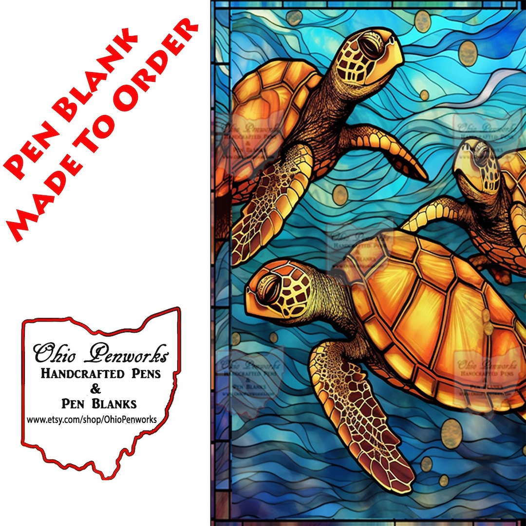 Stained Glass Sea Turtles Alumilite Pen Blank - Custom Made for Single ...