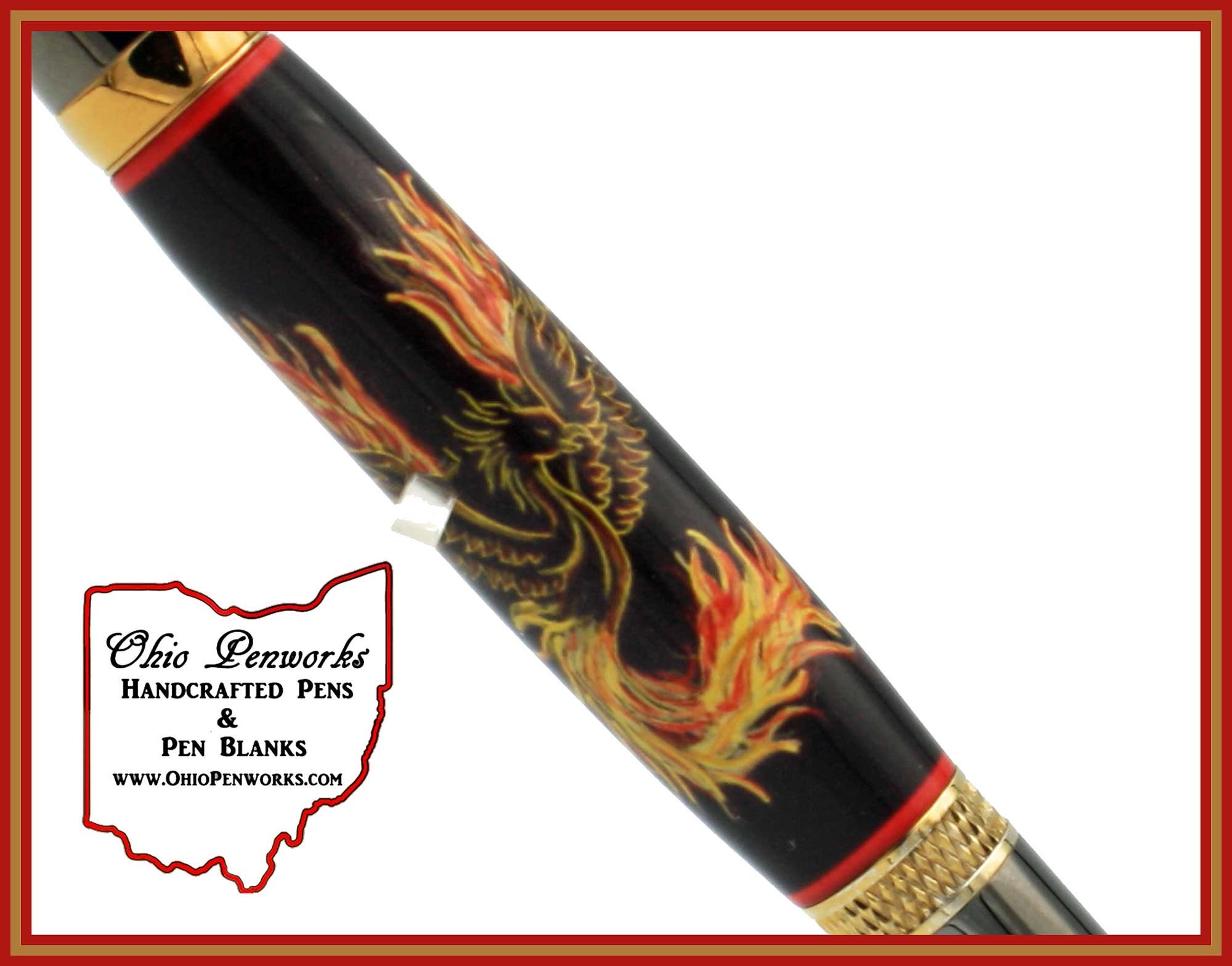 Rising Phoenix Pen Black Titanium and Titanium Gold | Etsy