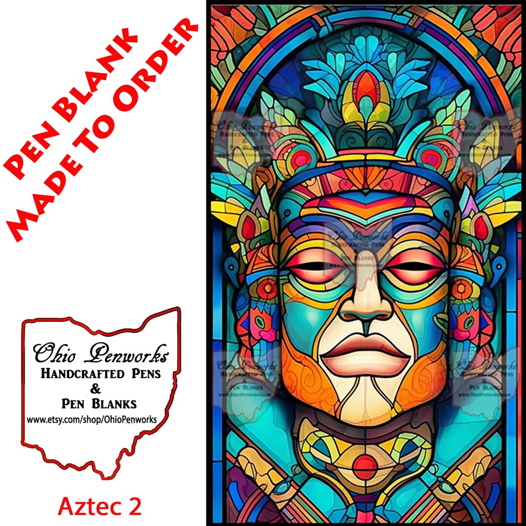 Vibrant Aztec Mask Pen Blank in Alumilite Acrylic - Made to Fit Most ...